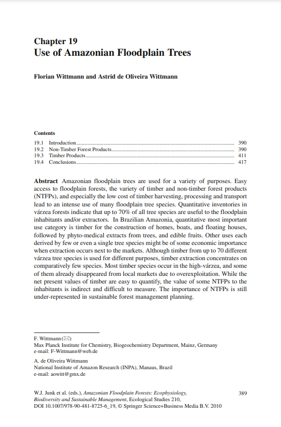 Use of Amazonian floodplain trees | AMAZON WATERS